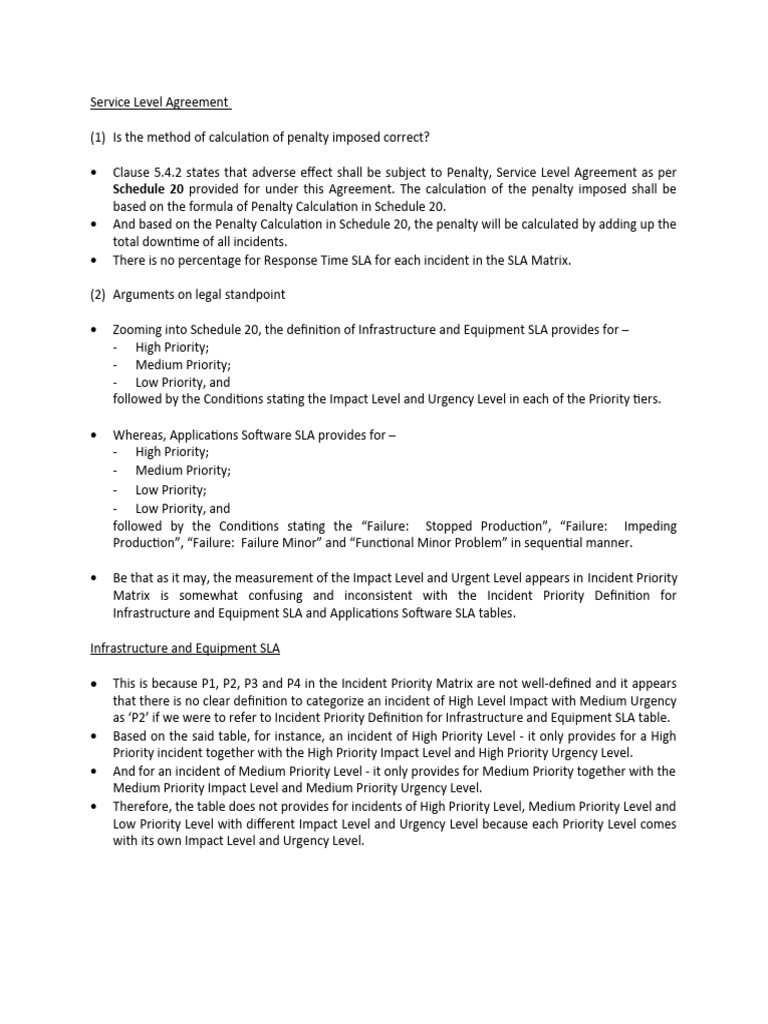 SLA Penalty Calculation Disputes | PDF | Service Level Agreement