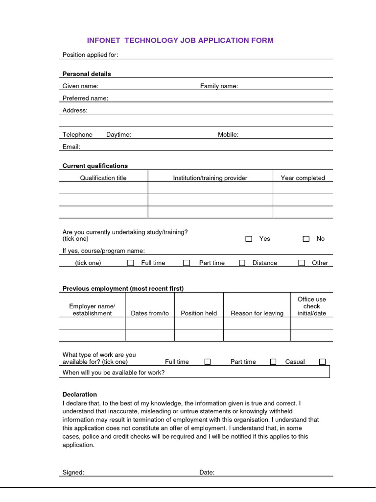 Job Form | PDF