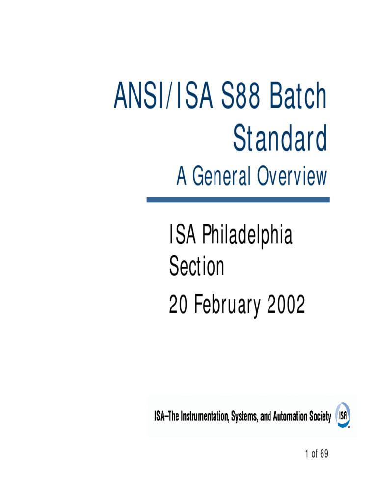 ANSI - ISA S88 Batch Standard Overview | PDF | User Interface ...