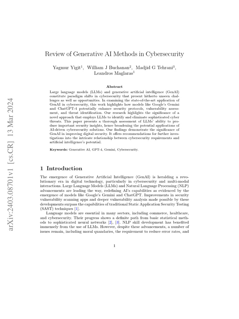 Generative AI in Cybersecurity Review | PDF | Computer Security | Security