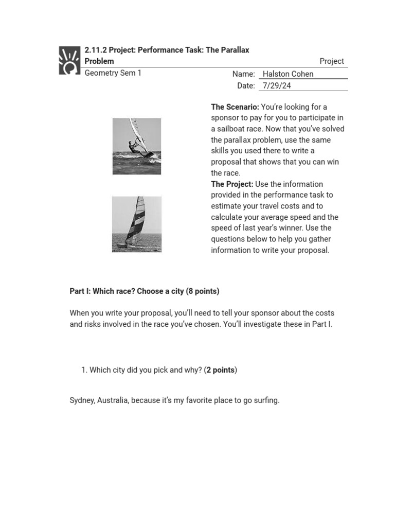 2.11.2 Project - Performance Task - The Parallax Problem (Project) | PDF