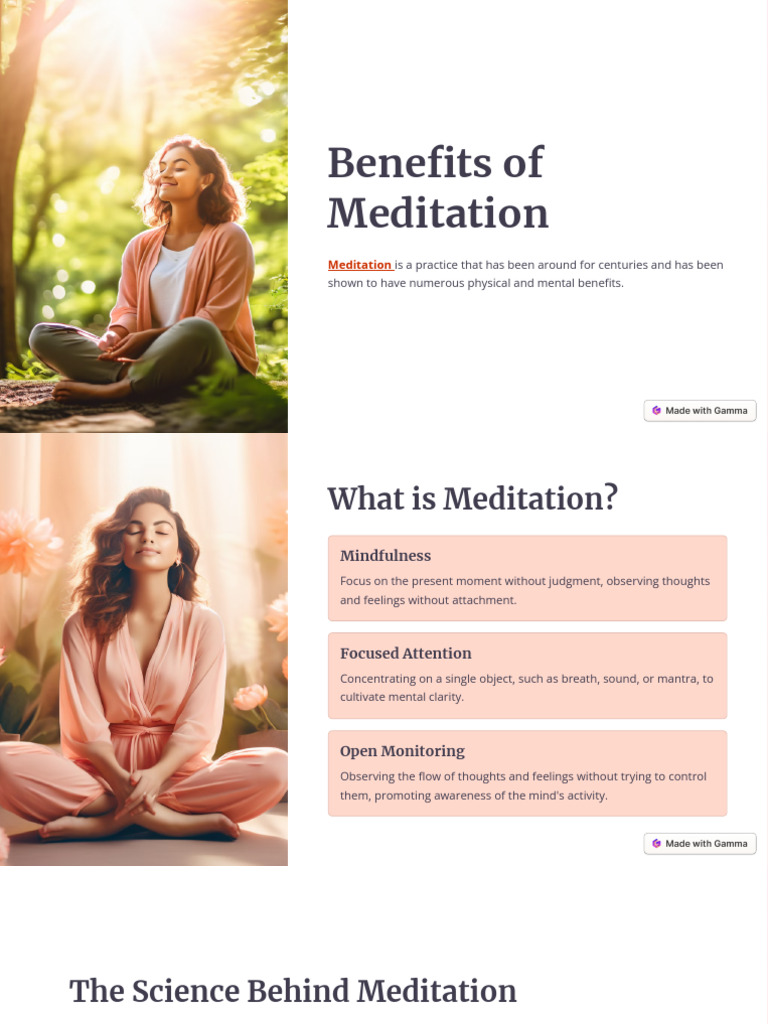 Benefits of Meditation | PDF | Meditation | Relaxation (Psychology)