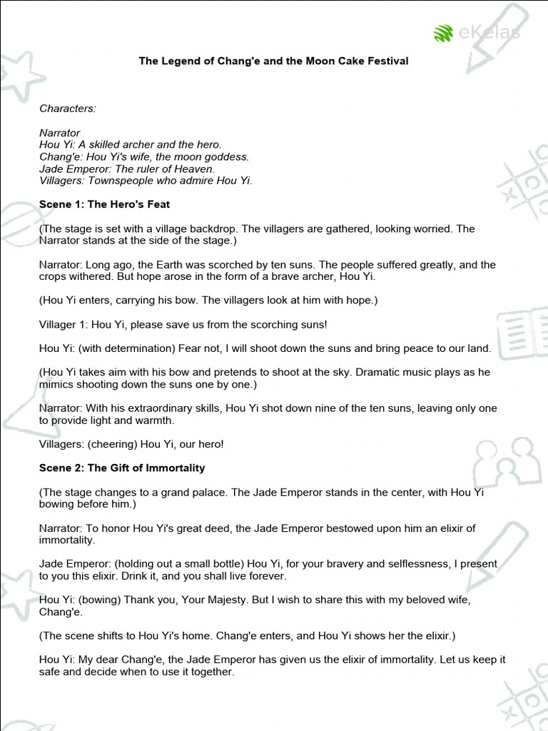 Sample Script - Legend of The Mooncake Festival | PDF | Mythology