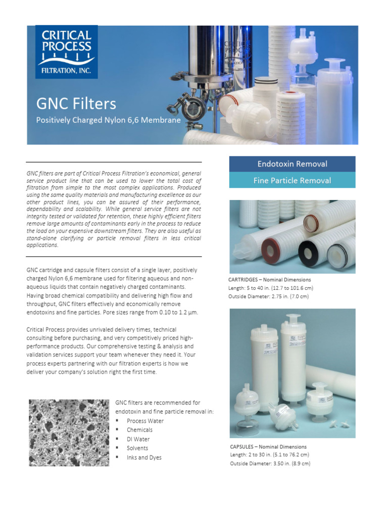 GNC Datasheet | PDF | Filtration | Chemistry
