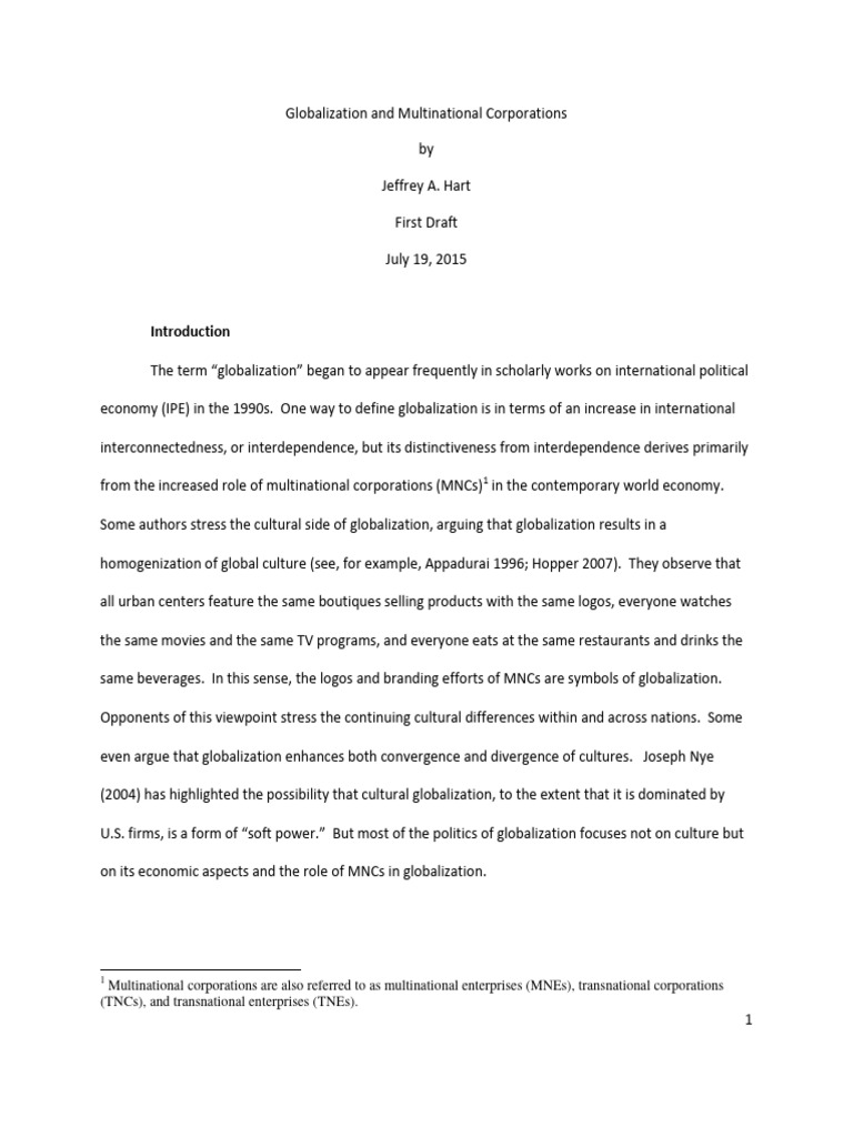 Globalization and Multinational Corporations | PDF | Multinational Corporation | Foreign Direct ...