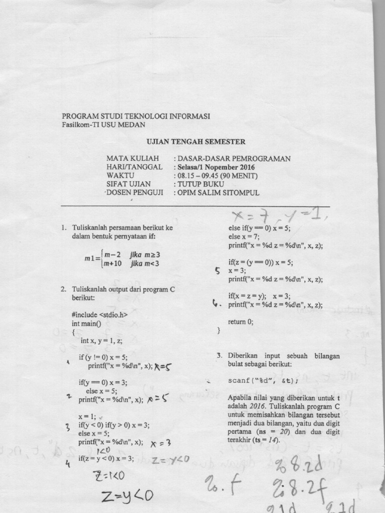 Soal UTS DDP 2016 | PDF