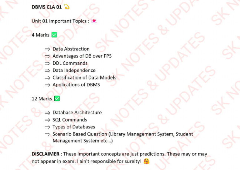 DBMS - Unit 01 - Important | PDF