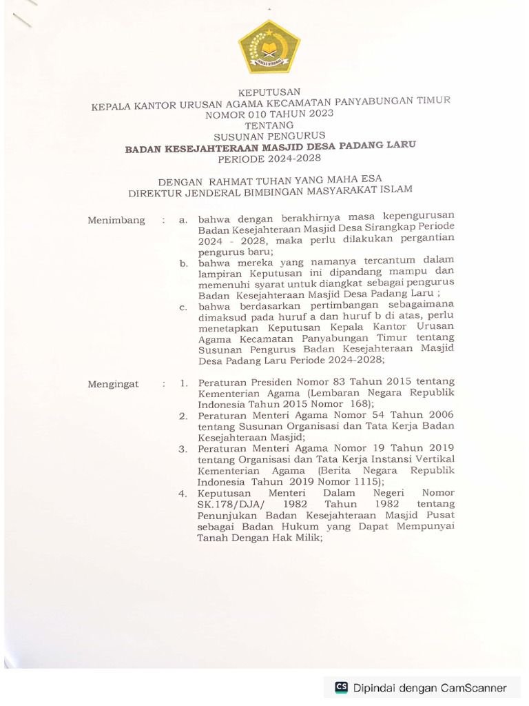 SK BKM Desa Padang Laru | PDF