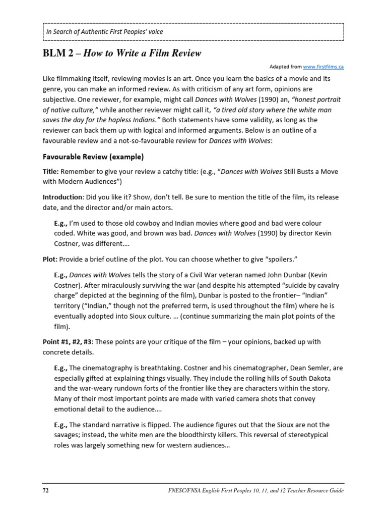 BLM 2 - How To Write A Film Review | PDF