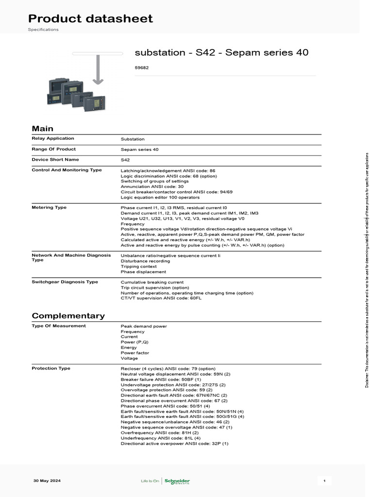 Schneider Electric - Sepam-Series-40 - 59682 | PDF | Electrical ...