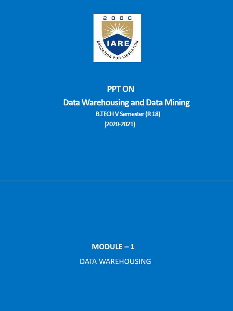 IT DWDM Unit I New PPT | PDF | Data Warehouse | Databases