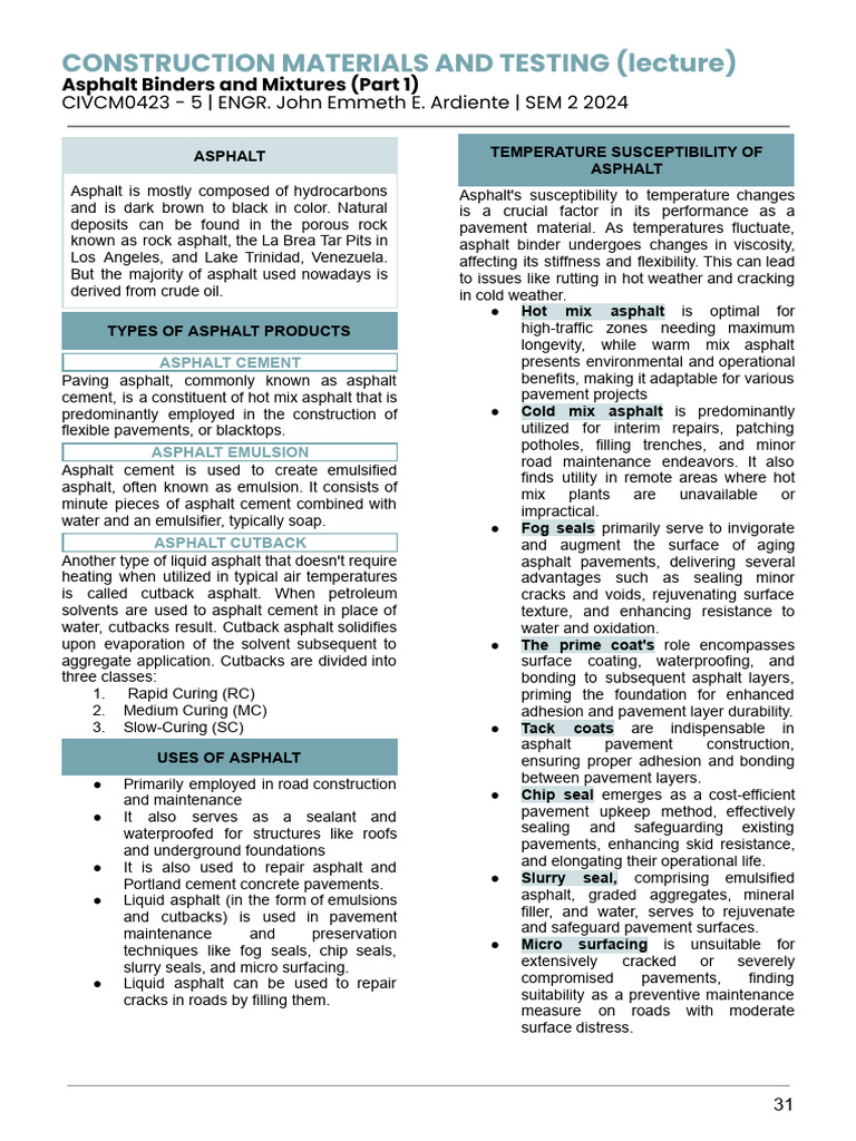 Module 7 - Asphalt Binders and Mixtures (Part 1) PDF | PDF | Road ...
