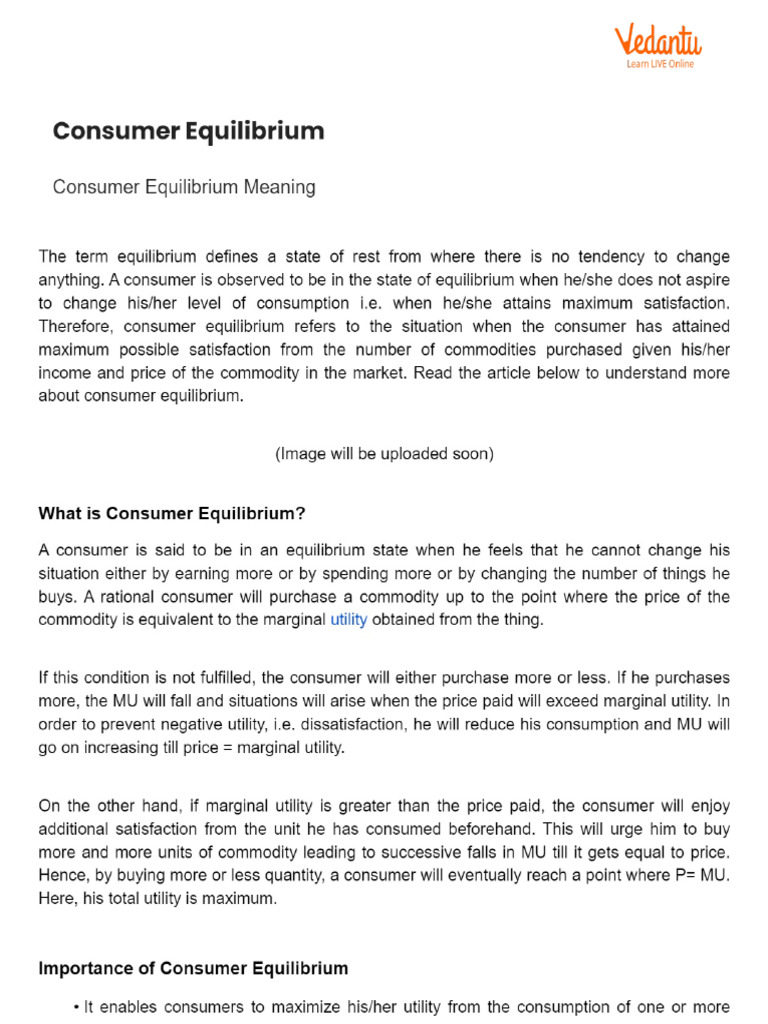 Consumer Equilibrium | PDF