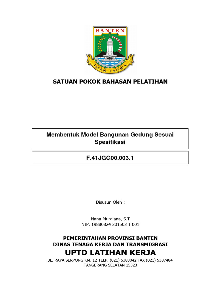 SPBP - F.41JGG00.003.1 Membentuk Model Bangunan Gedung Sesuai Spesifikasi | PDF | Komputer