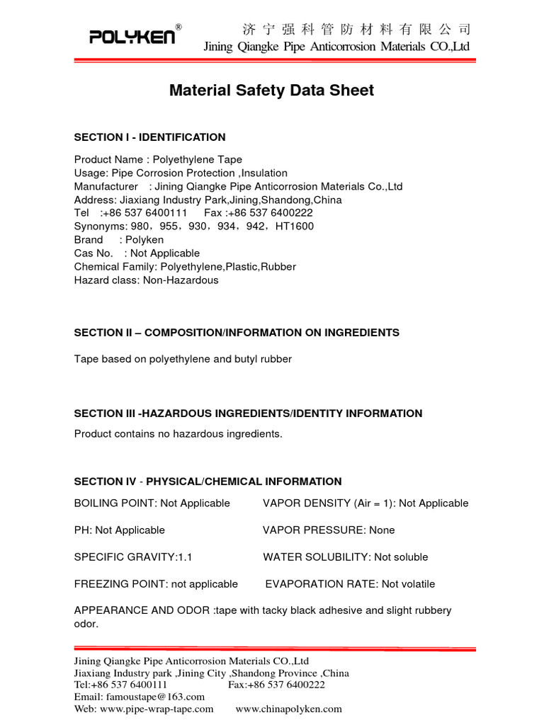 MSDS Tape | PDF | Toxicity | Corrosion
