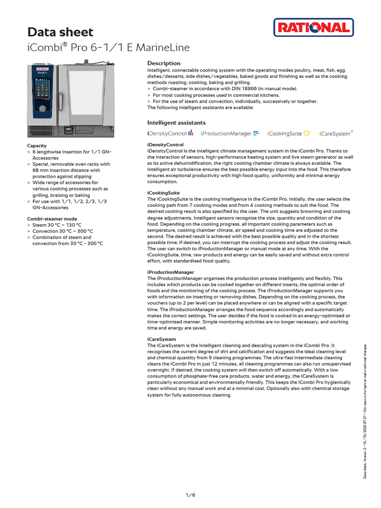 iCombi Pro 6-1/1 E MarineLine Overview | PDF | Technology & Engineering