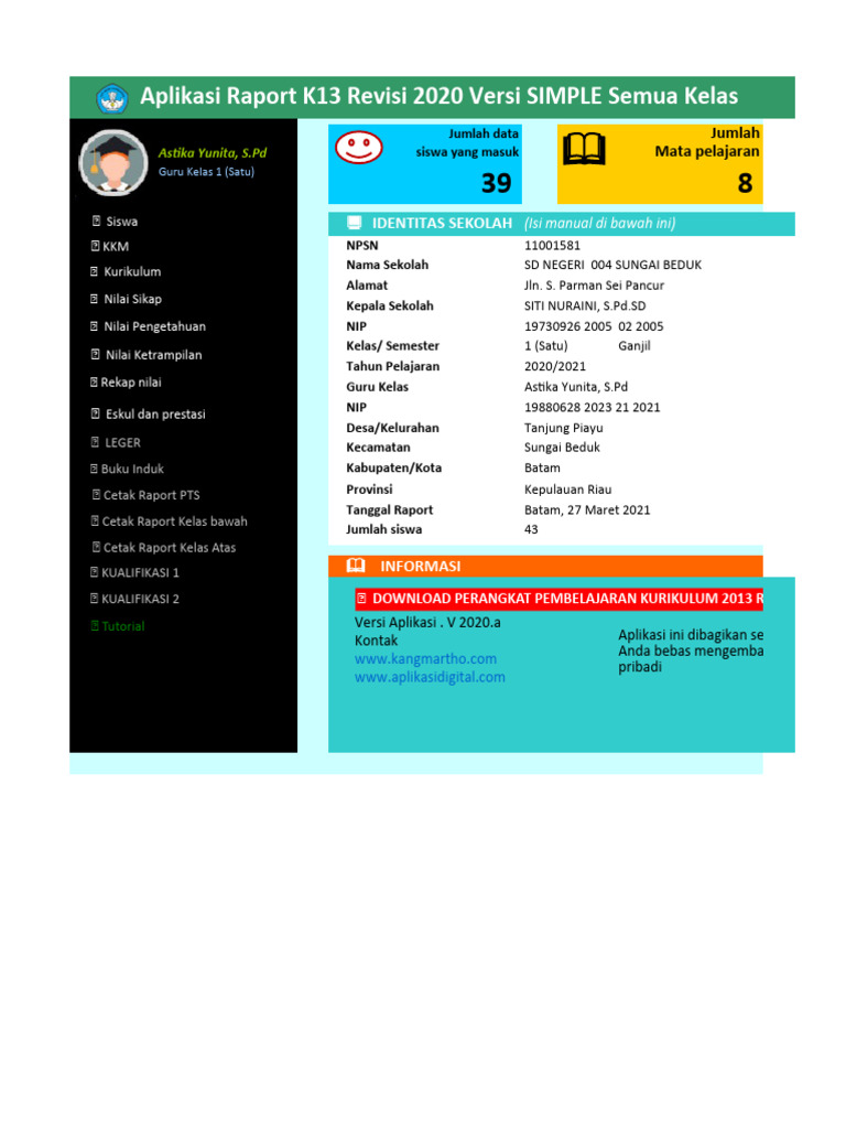 Aplikasi Raport K13 untuk Guru | PDF