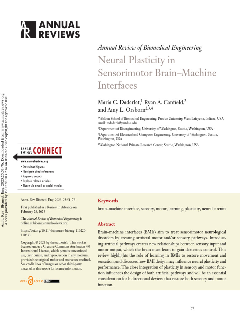 annurev-bioeng-110220-110833 Neural Plasticity in Sensorimotor Brain–Machine Interfaces | PDF ...