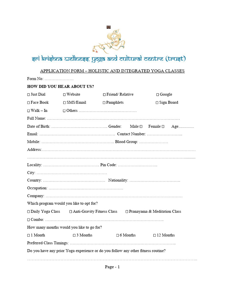 KWC - Final Application Form | PDF | Yoga | Meditation