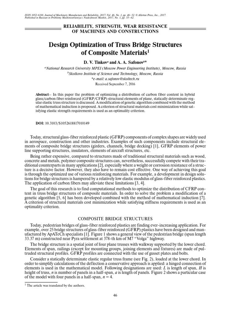 Design Optimization of Truss Bridge Structures of Composite Materials ...