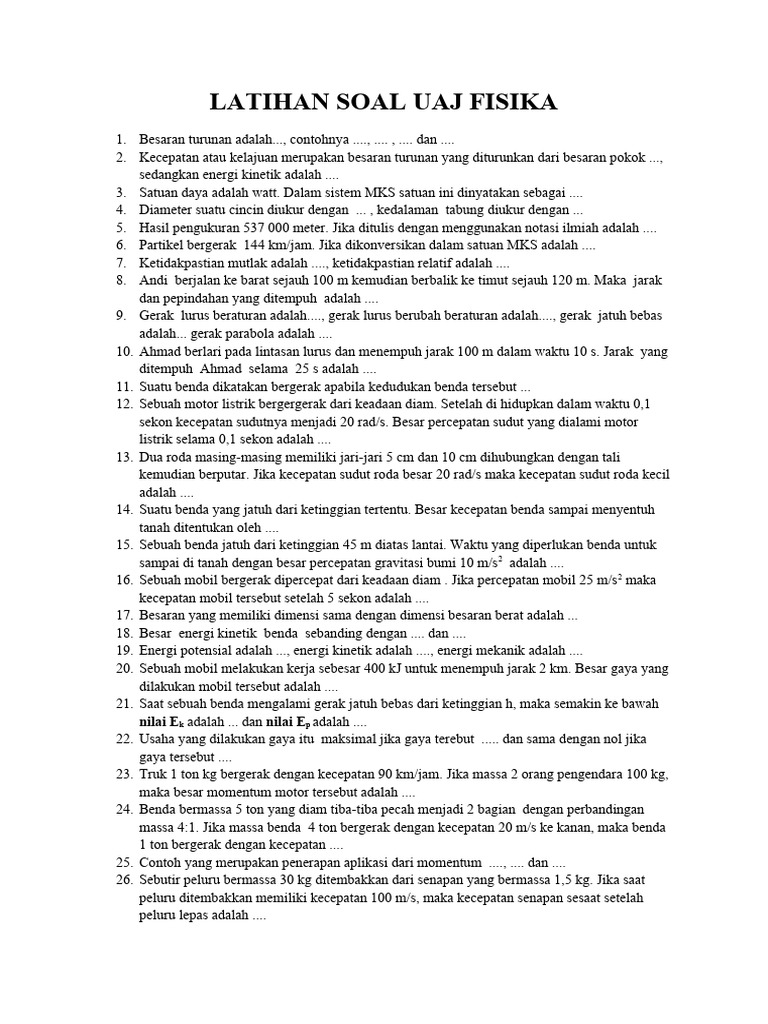 Latihan Soal Uaj Fisika Xii 2023-2024 | PDF | Metode & Bahan Ajar