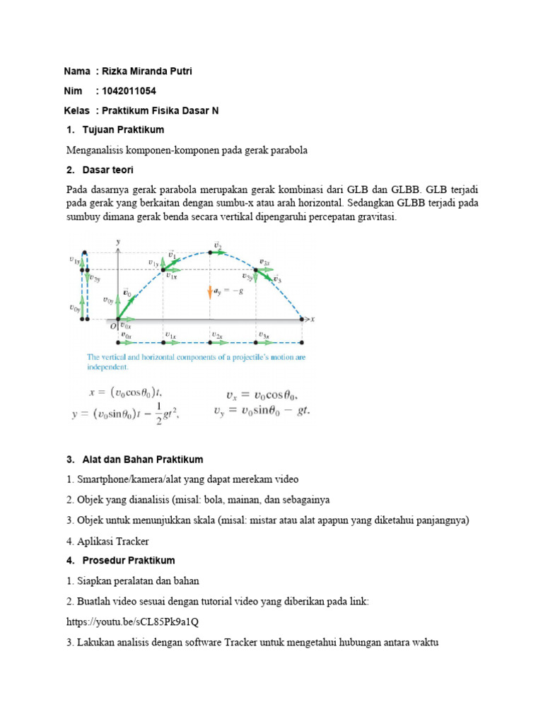 Praktikum 2 Gerak Parabola Rizka Miranda Putri | PDF