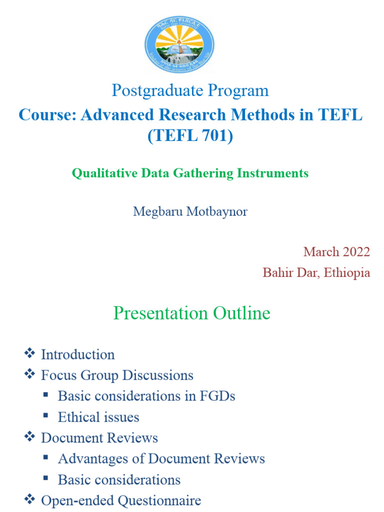 Qualitative Data Gathering Instruments | PDF | Focus Group ...