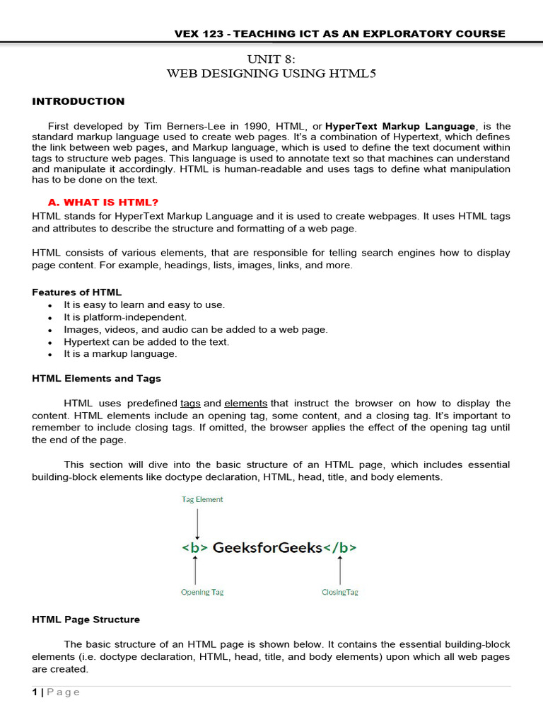 Web Designing Using HTML5 1 | PDF | Html Element | Html