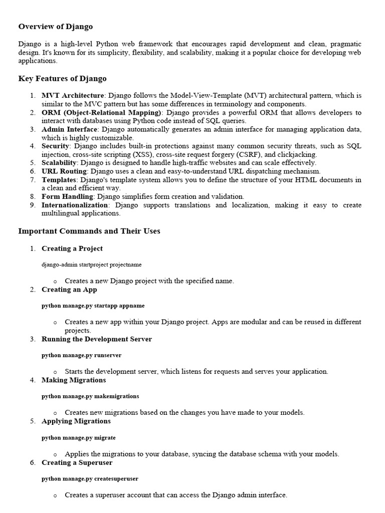 Overview of Django: Django-Admin Startproject Projectname o | PDF | Web ...