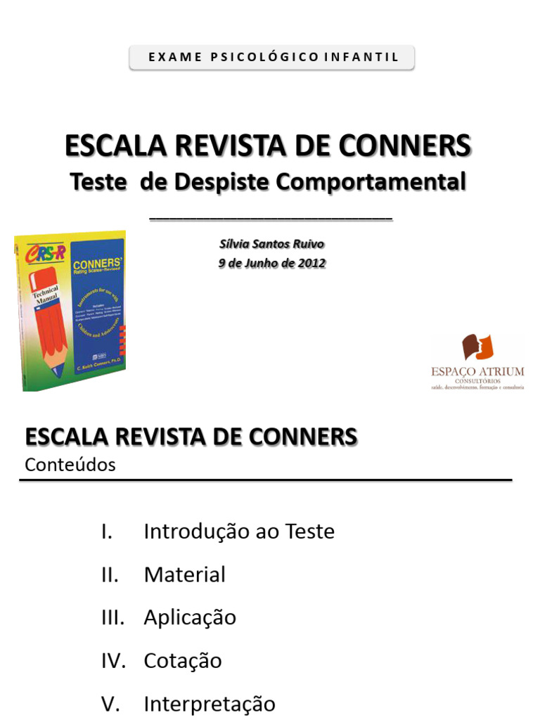 Conners Manual | PDF | Transtorno de déficit de atenção e ...