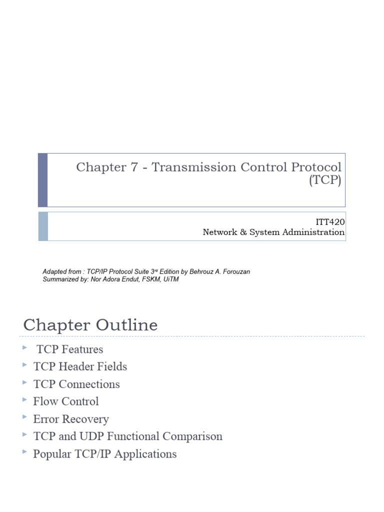 ITT420 - Chapter 7 TCP | PDF | Transmission Control Protocol | Network Congestion