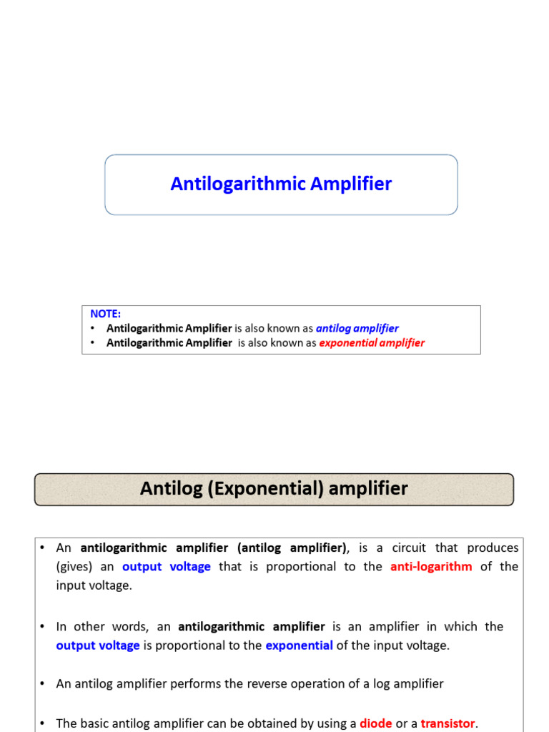 Unit Iv Antilog Amplifier Pdf Amplifier Operational Amplifier