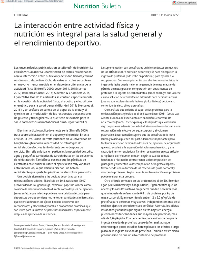 Nutrition Bulletin - 2017 - Stensel - The Interaction Between Physical ...