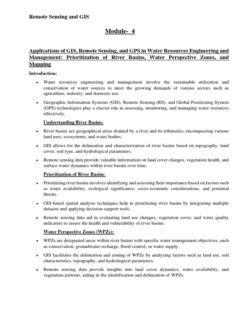 RS&GIS 21SCHEME Module 4 - 5-1 | PDF | Geographic Information System | Remote Sensing