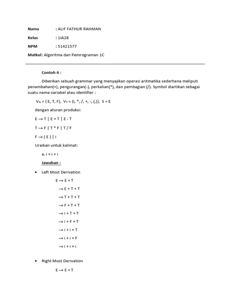 51421577_ALIF FATHUR RAHAMN_1IA28 (1) | PDF | Syntax | Language Mechanics
