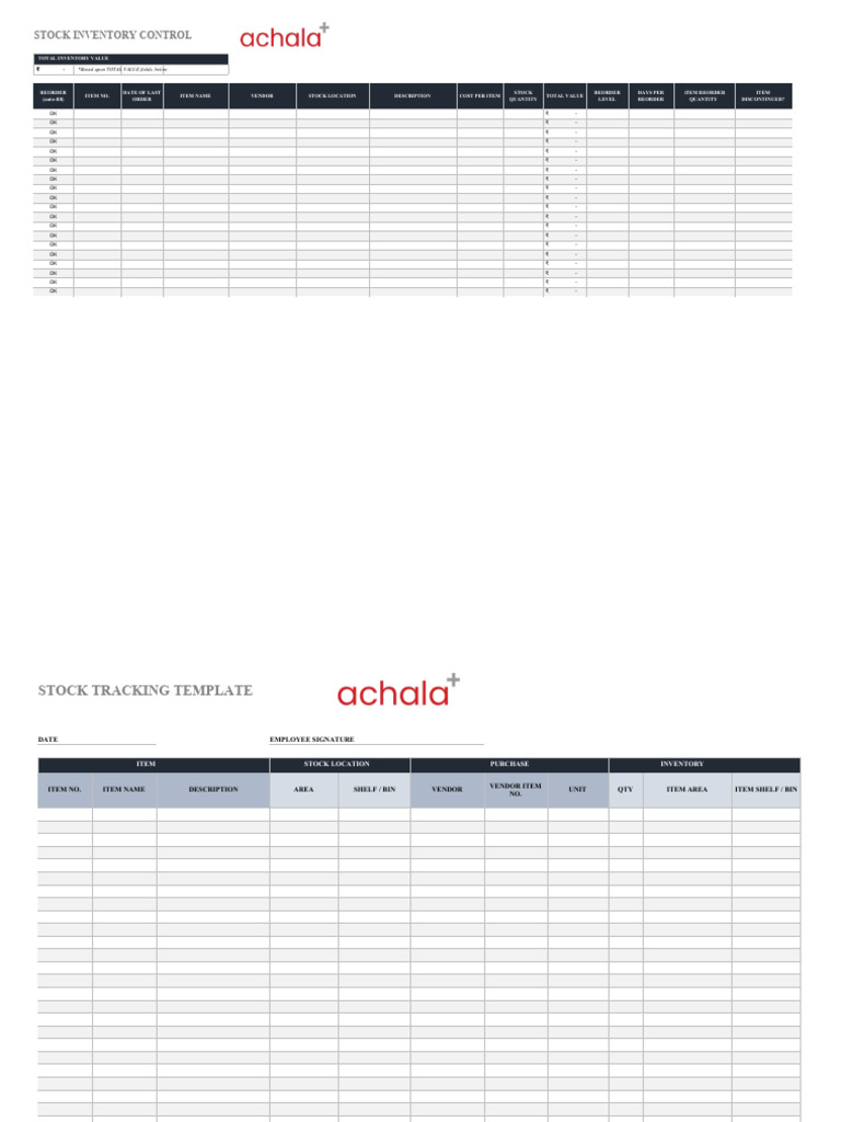Stock Inventory Control Template | PDF | Inventory | Business