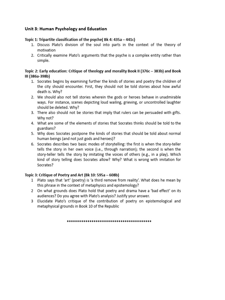 Plato Questions | PDF | Social Science | General Fiction
