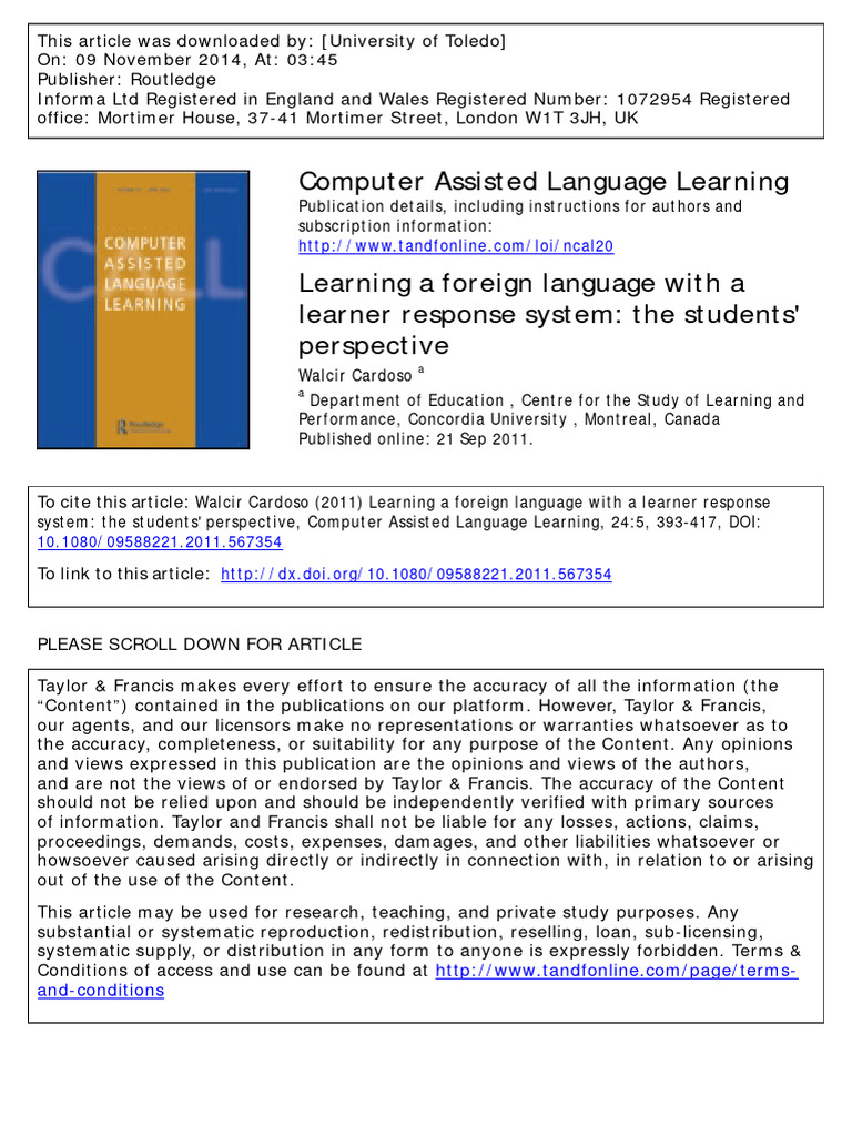 Cardoso (2011) Learning A Foreign Langugae With A Learner Response System - The Students ...