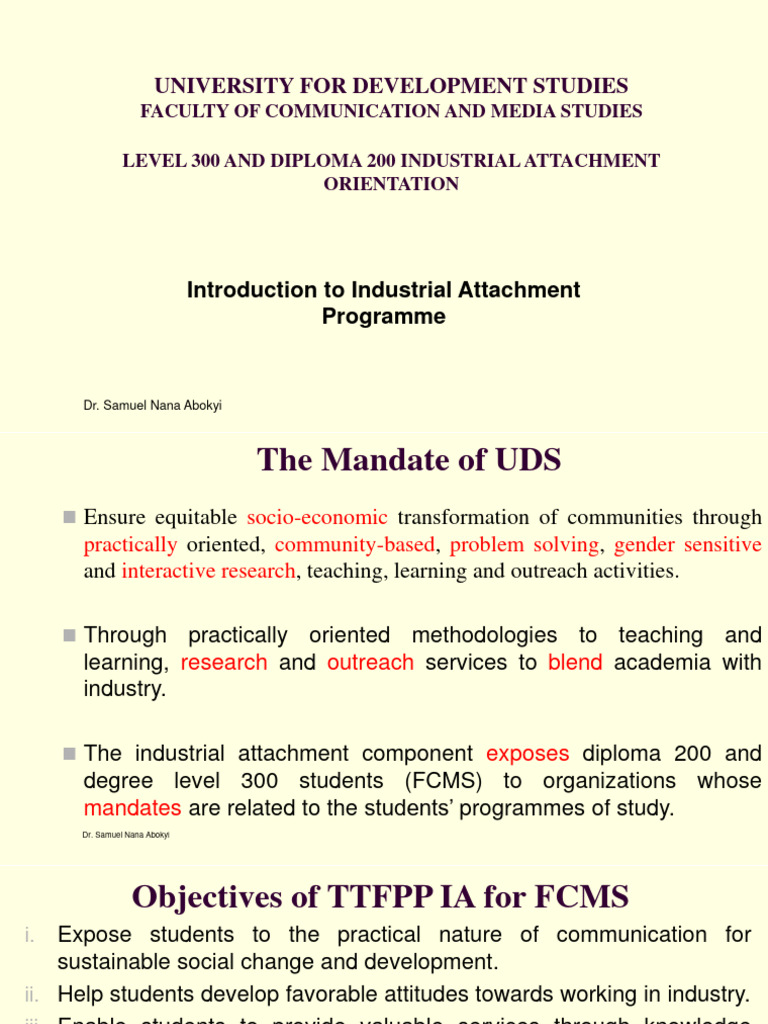 Industrial Attachment Orientation 2023 - Dr. Abokyi | PDF | Learning ...
