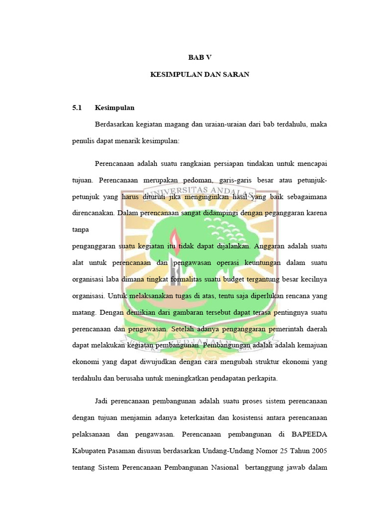 Kesimpulan Perencanaan Pembangunan | PDF