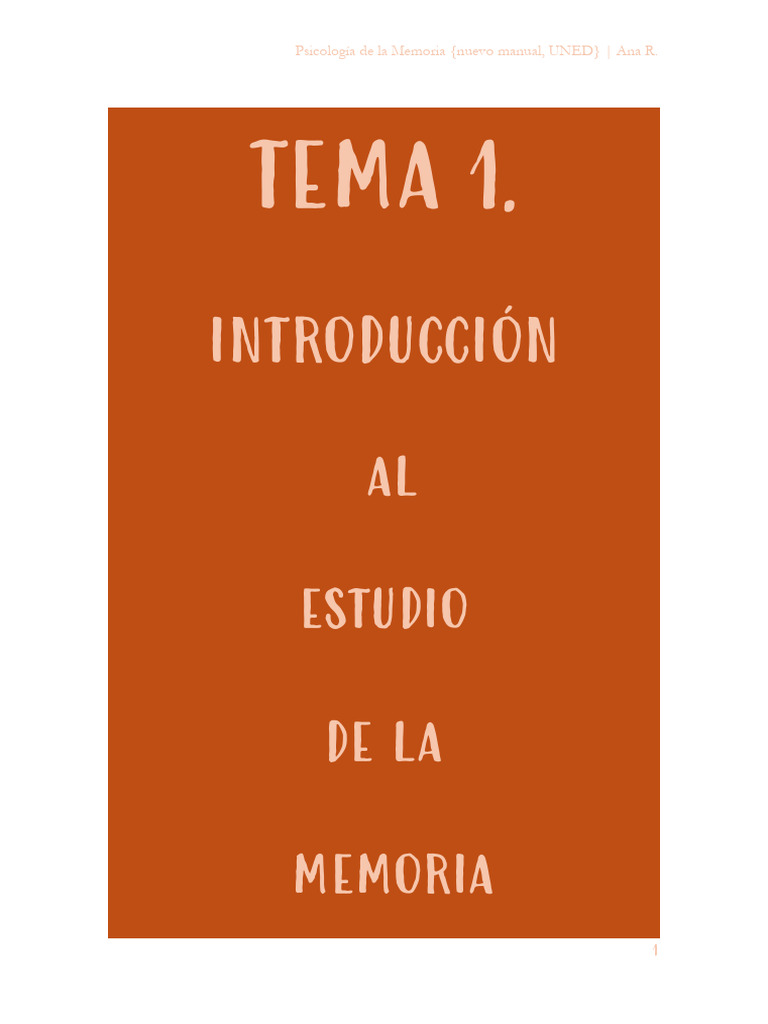 Psico Memoria T1 Nuevo Manual | PDF | Memoria | Memoria de trabajo