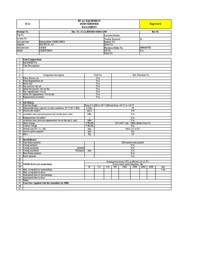 Dehumidifer Datasheet | PDF | Electrical Engineering | Electricity