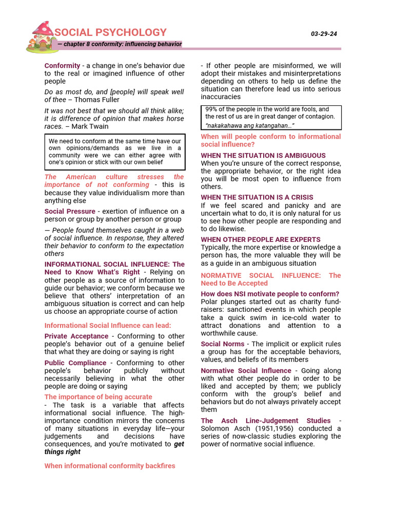 Social Psychology On Conformity | PDF | Obedience (Human Behavior ...