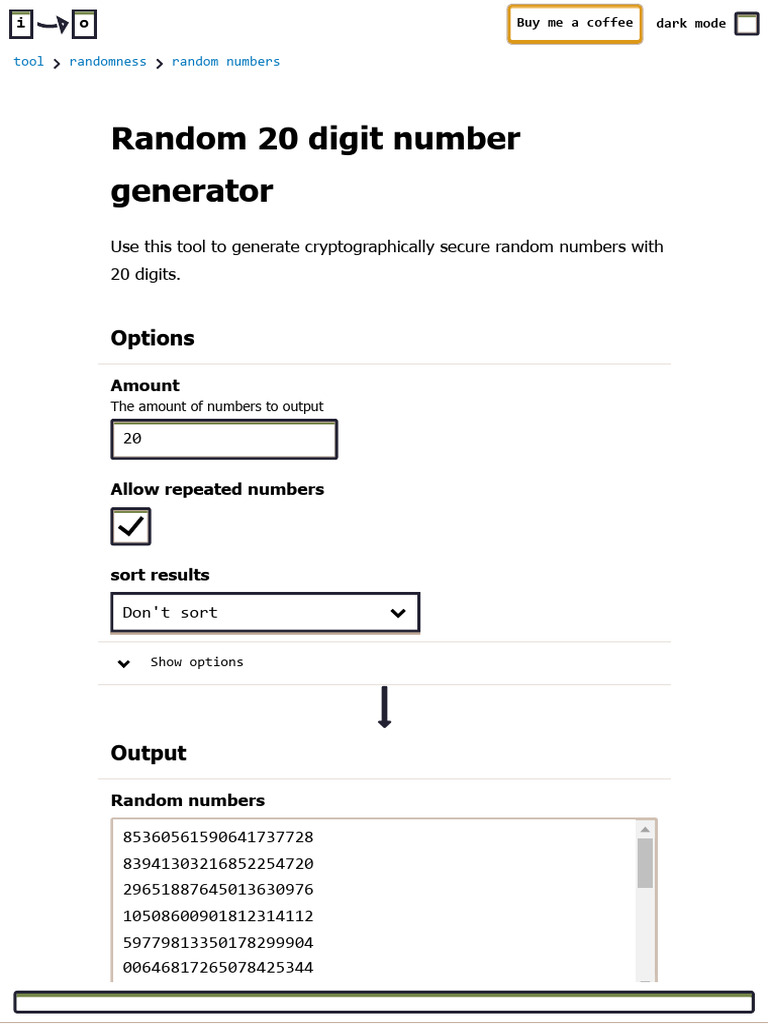 20-Digit Random Number Generator | PDF | Computers