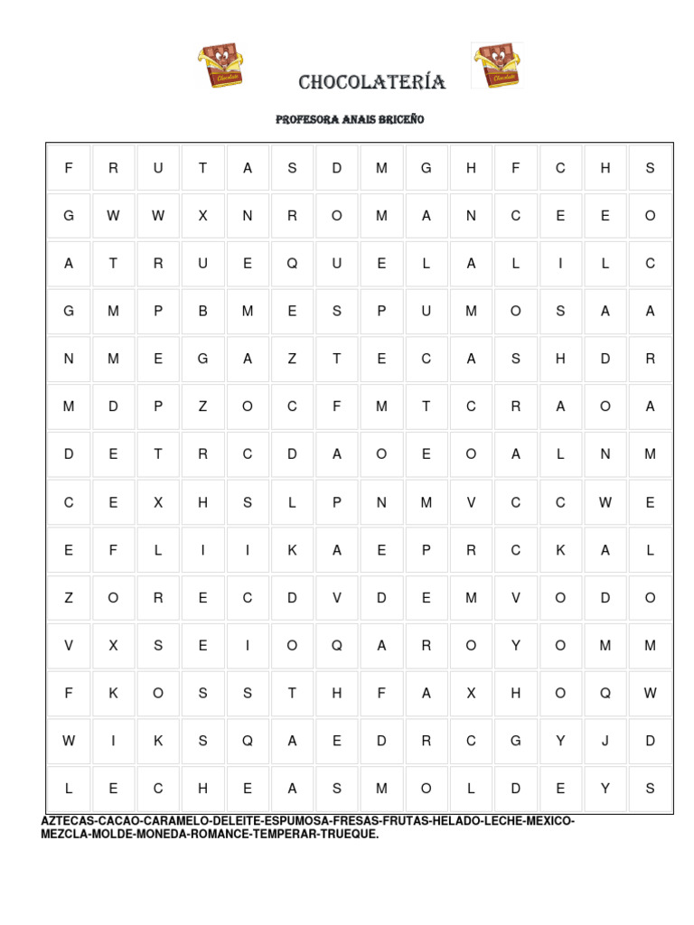 Sopa de Letras Chocolateria | PDF