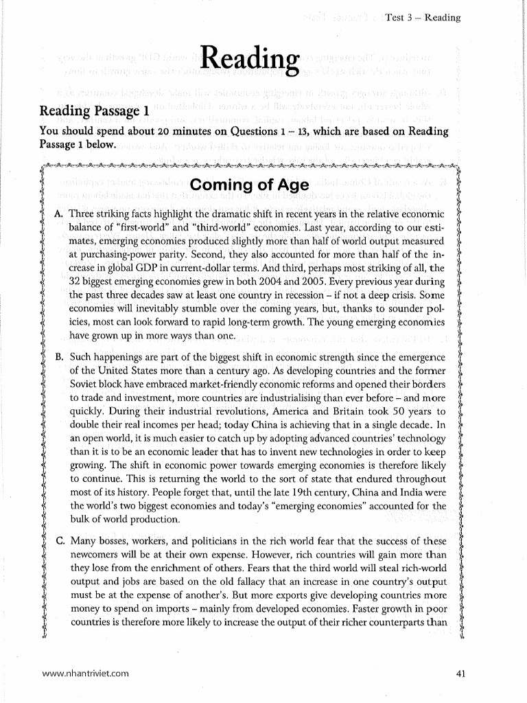 Reading PT Test 3 | PDF