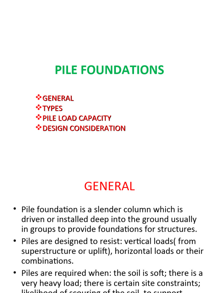 Lesson 5 - Pile Foundations | PDF | Deep Foundation | Structural ...