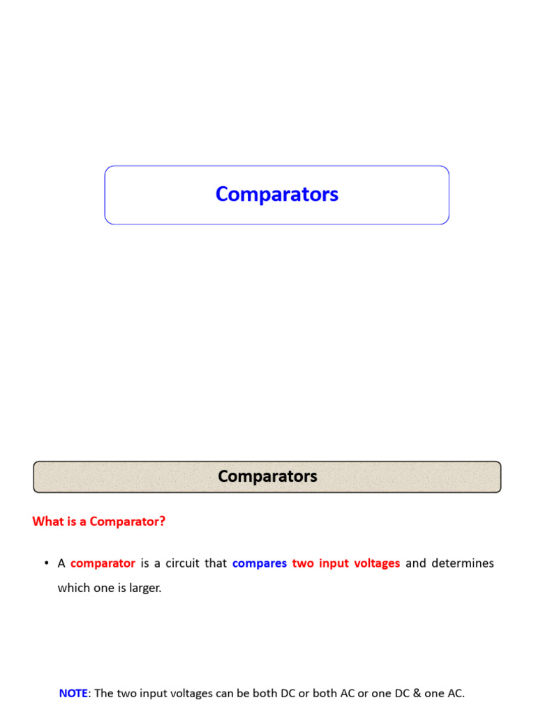 Unit-IV Comparators | PDF | Operational Amplifier | Analog Circuits