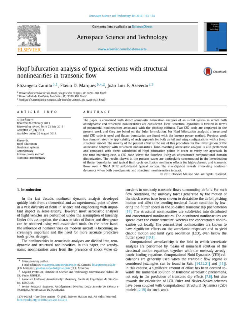 2013 Hopf Bifurcation Analysis of Typical Sections With Structural Nonlinearities in Transonic ...