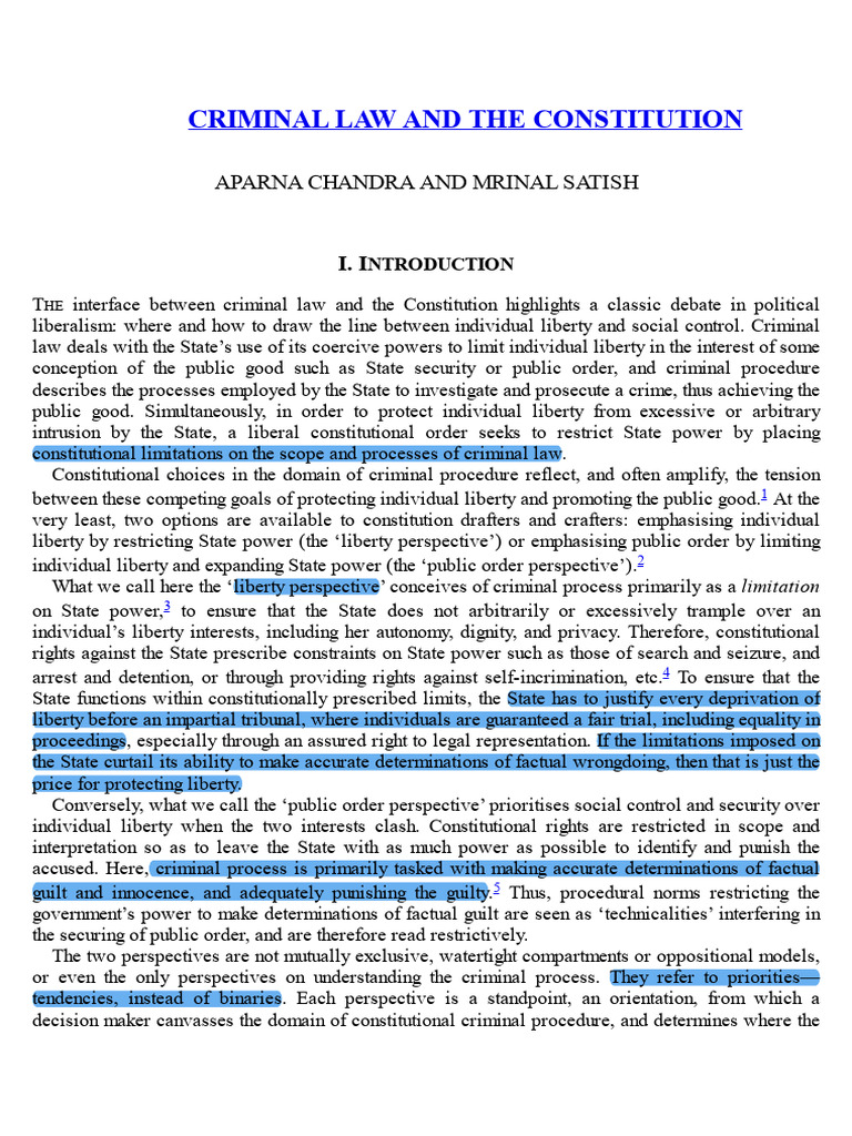 Aparna Chandra and Mrinal Satish Satish, Criminal Law and The ...